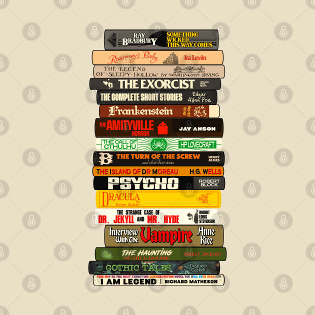 Classic Horror Books Stack - Horror Movies - T-Shirt | TeePublic