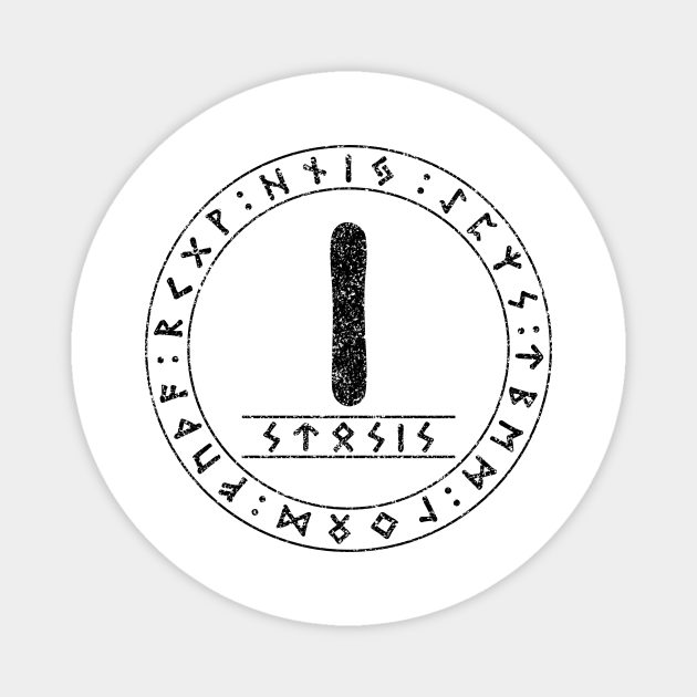 Rune symbol of Self control Isa. Old stamp of the vikings rune circle ...