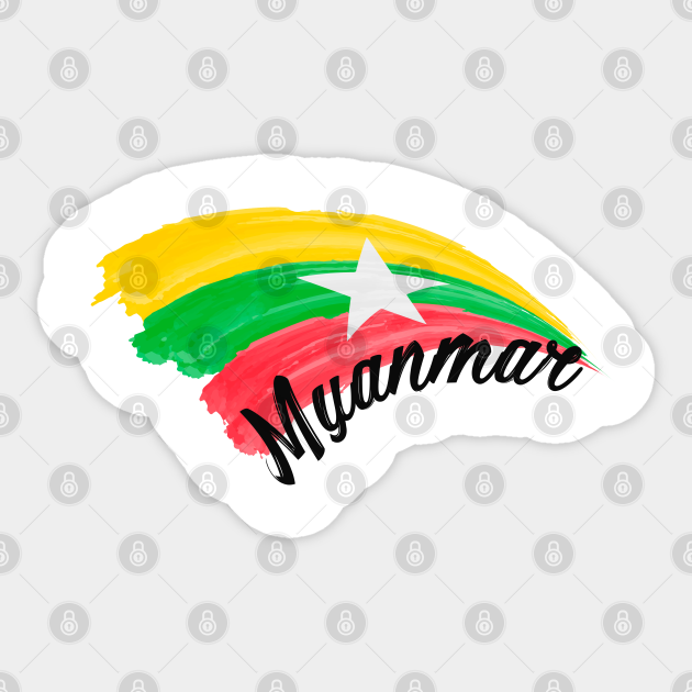 Myanmar flag - Myanmar - Sticker | TeePublic