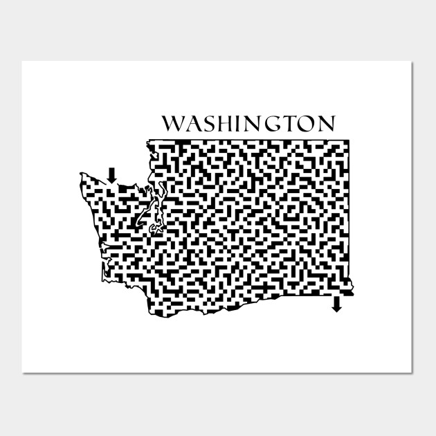 Washington State Outline Maze & Labyrinth - Washington - Posters and ...