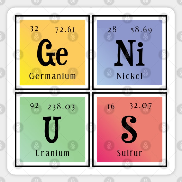 Genius | Periodic Table of Elements - Genius Periodic Table - Sticker ...