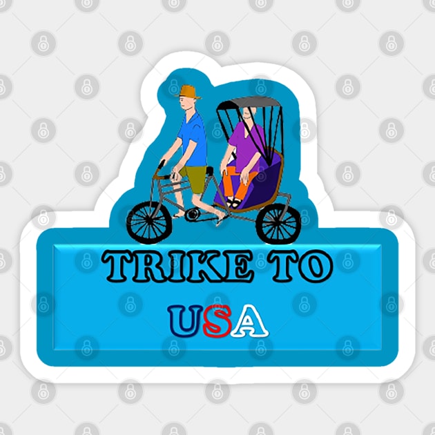 Trike to USA - Three - Wheeled Cycle - Tricycle - Sticker | TeePublic