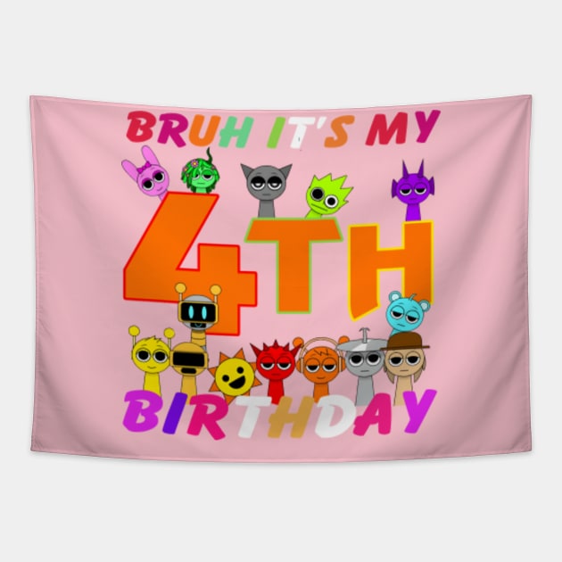 Sprunki Birthday Party – 4th Birthday Fun! - Sprunki - Tapestry | TeePublic