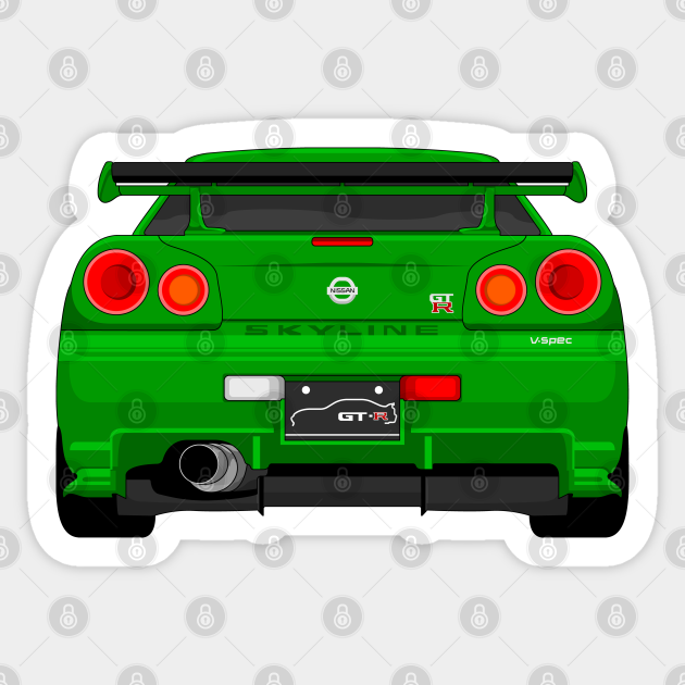 GTR R34 GREEN - Nissan Skyline Gtr R34 - Sticker | TeePublic