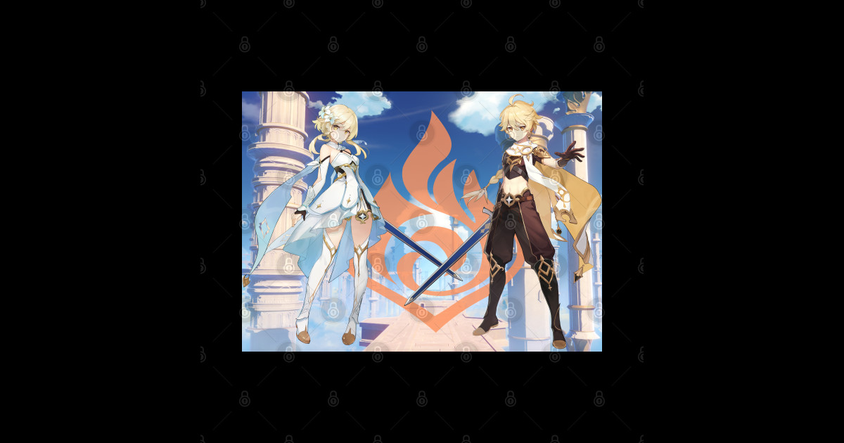 Aether and Lumine (Pyro) - Genshin - Sticker | TeePublic