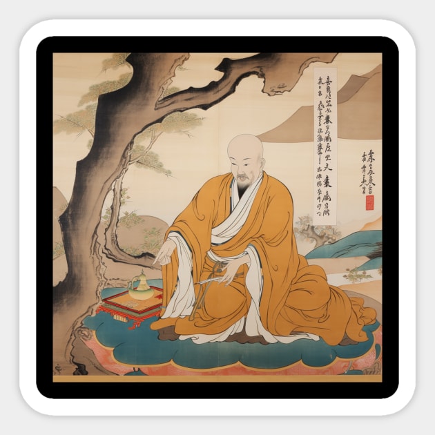 Dogen Zenji drawing - Art Nouveau - Sticker | TeePublic