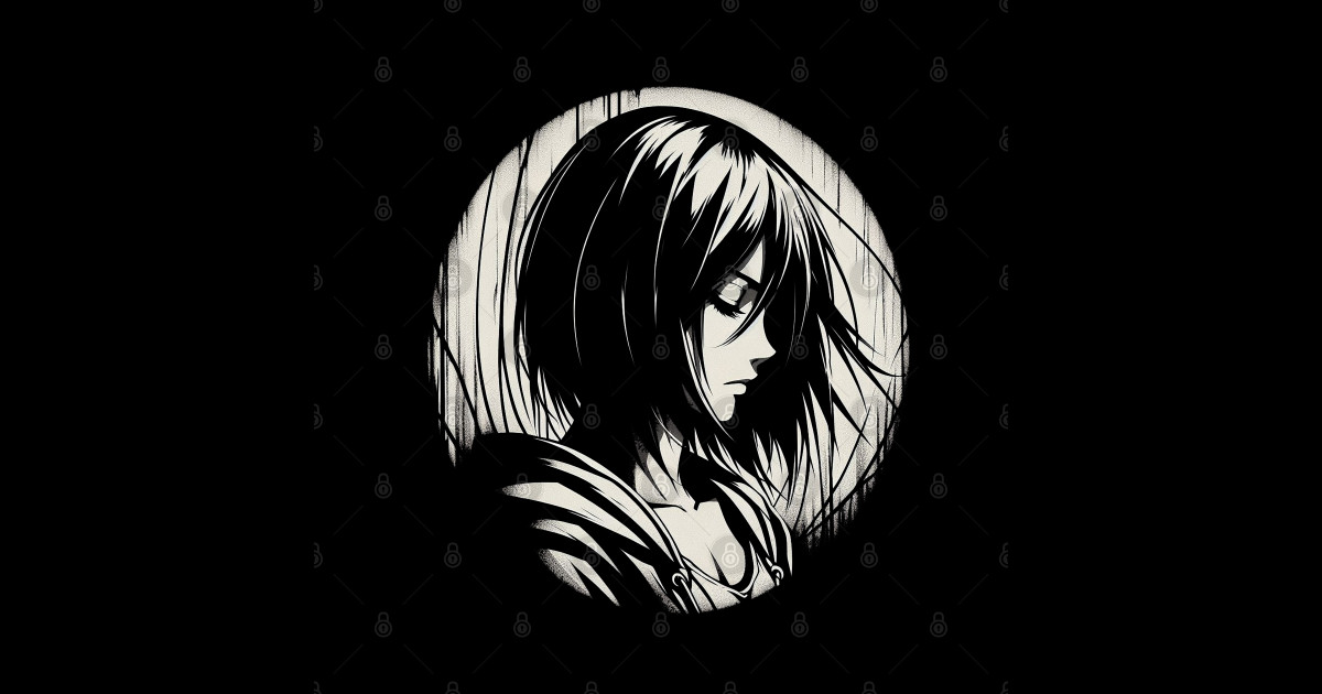 Mikasa Ackerman (Negative Art) - Mikasa Ackerman - Sticker | TeePublic