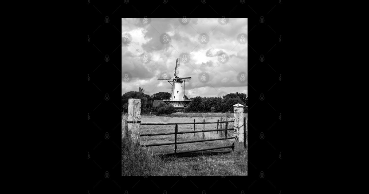 WINDMILL - Black And White Photography - Sticker | TeePublic
