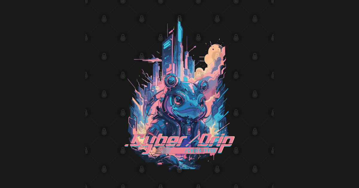Colorful Neon Cyberpunk Style Frog - Cyber Drip - Cyberpunk Frog - T ...
