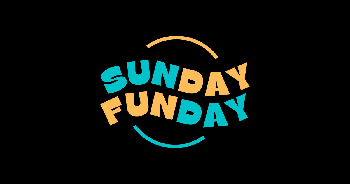 Blue And Yellow Sunday Funday Typography - Sunday Funday - Sticker ...