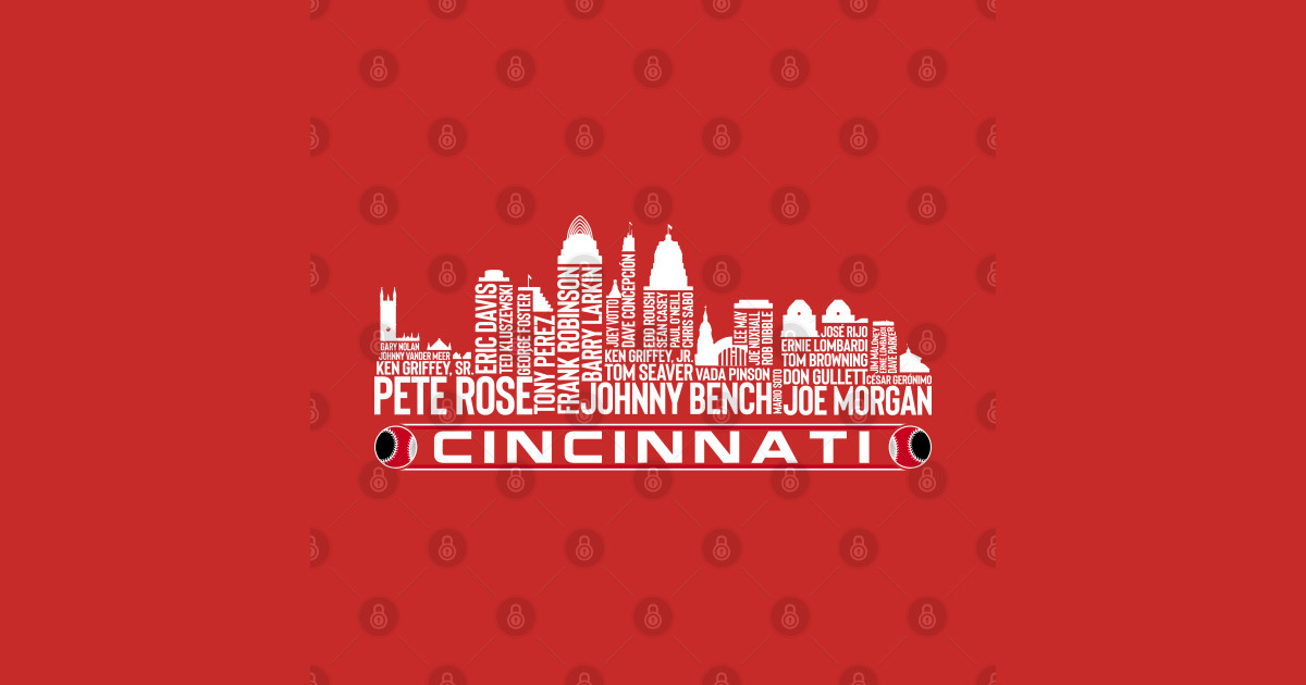 Cincinnati Baseball Team All Time Legends, Cincinnati City Skyline ...