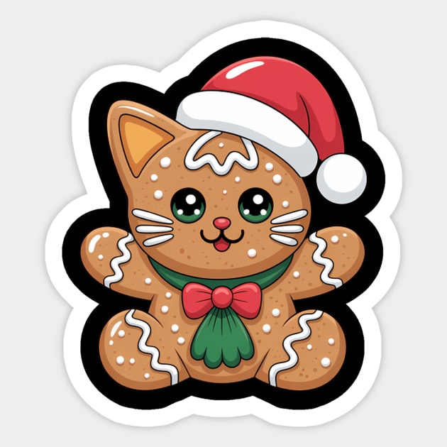 Gingerbread Man Cat Christmas - Christmas - Sticker | TeePublic