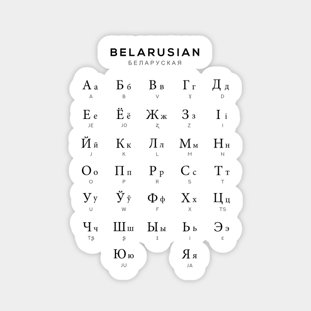 Belarusian Alphabet Chart, Belarus Language Chart, White - Belarus ...