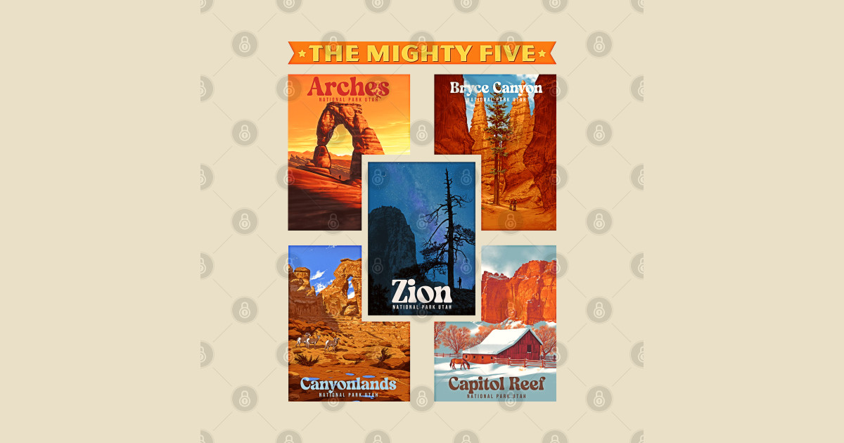 Retro Big 5 Utah Mighty Five National Park - Big 5 Utah Mighty Five ...