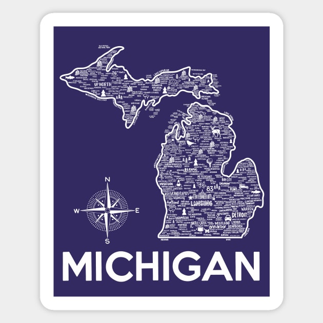 Michigan Map - Michigan - Sticker | TeePublic