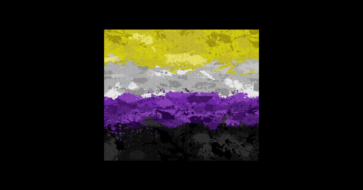 Abstract Paint Splatter Non-Binary Pride Flag Pattern - Nonbinary Pride - Sticker | TeePublic