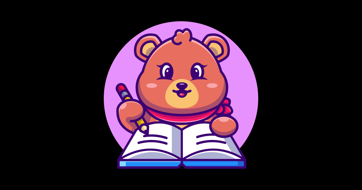 Cute bear writing on book with pencil cartoon - Cartoon - Posters and ...