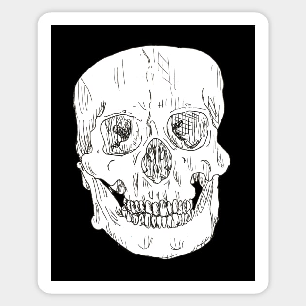 Skull Line Drawing - Skull - Sticker | TeePublic