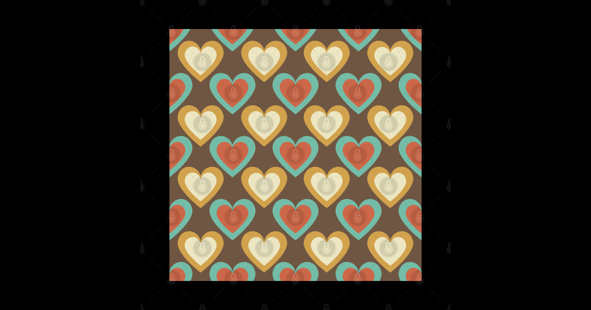 Retro Hearts Pattern in Brown - Retro Heart - Sticker | TeePublic