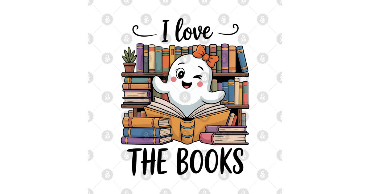 I Love The BOOOks Ghost Reading Halloween Book Lover Spooky - Halloween ...