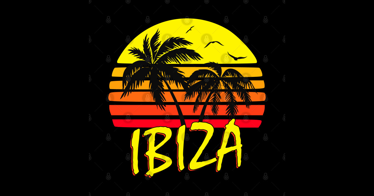 Ibiza Retro Sunset - Ibiza - Sticker | TeePublic