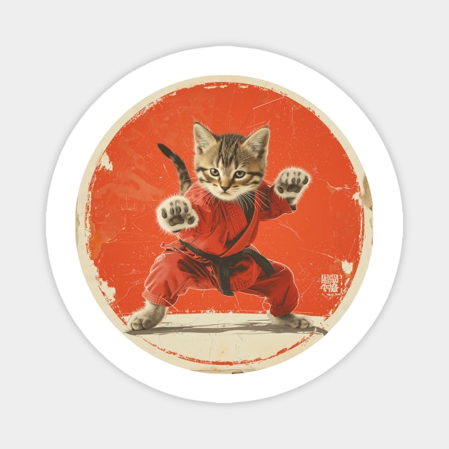 Karate Kitty: The Furry Fist of Fluff - Karate Cat - Magnet | TeePublic