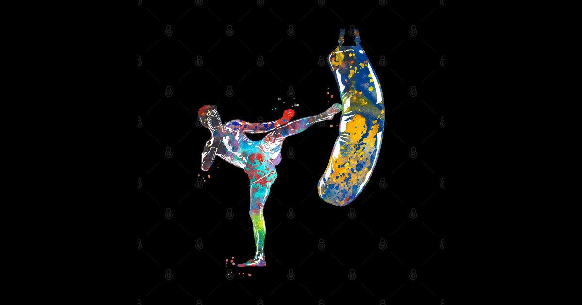 Kickbox Male Martial Artist - Kickbox Artwork - Sticker | TeePublic