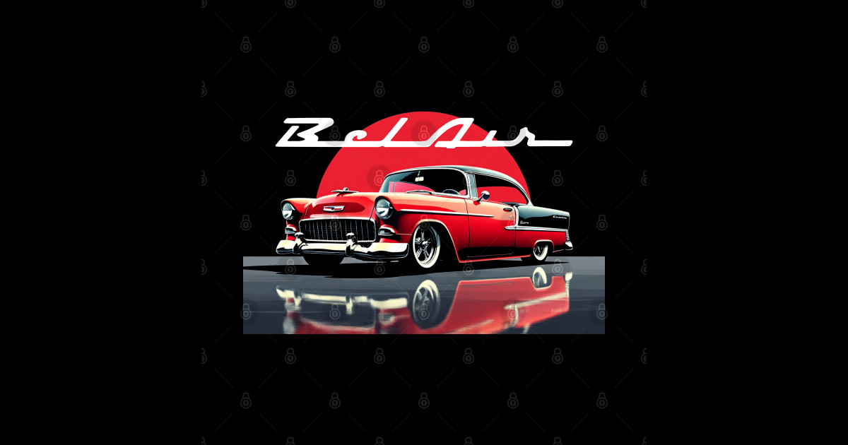 1955 Red Chevy Bel Air - Chevy Bel Air - Sticker | TeePublic