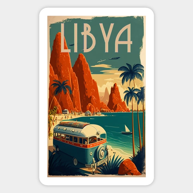 Libya Beach Vintage Travel Art Poster - Libya - Sticker | TeePublic