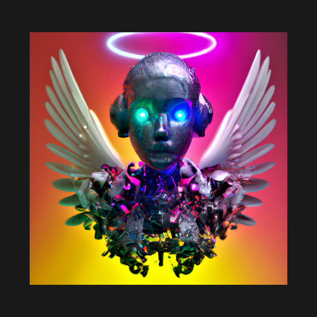 Robot Angel - Digital Arts - T-Shirt | TeePublic