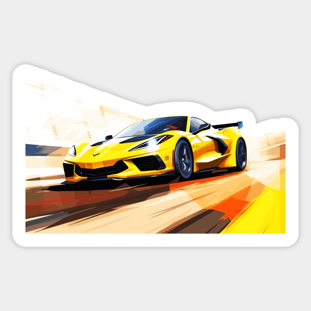 Accelerate Yellow C8 Corvette racecar on a race track Supercar Sports ...