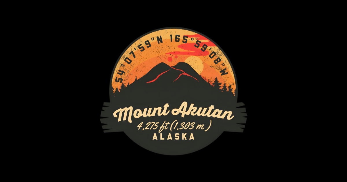 Mount Akutan Volcano Alaska - Mount Akutan - Sticker | TeePublic