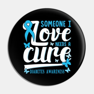 Peace Love Cure Blue Ribbon Diabetes Pins and Buttons for Sale | TeePublic