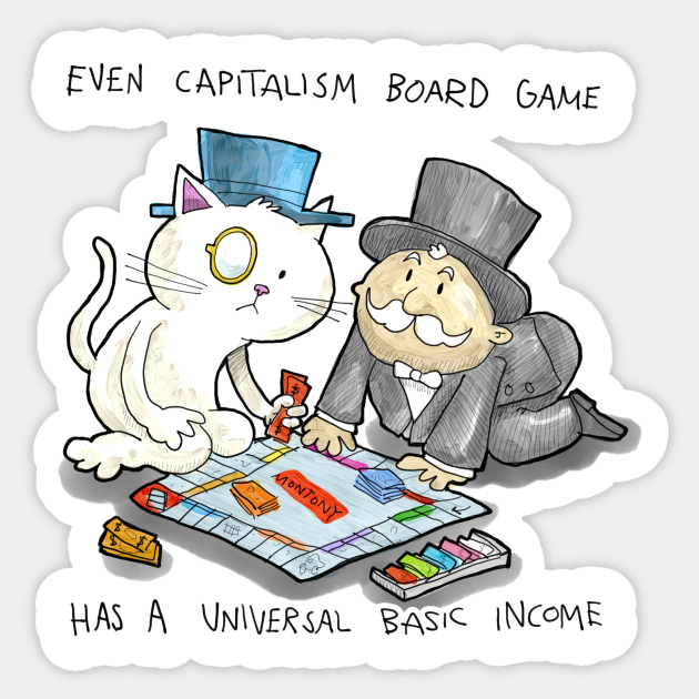 Dapper Cat - Capitalism Board Game - Universal Basic Income - Sticker ...