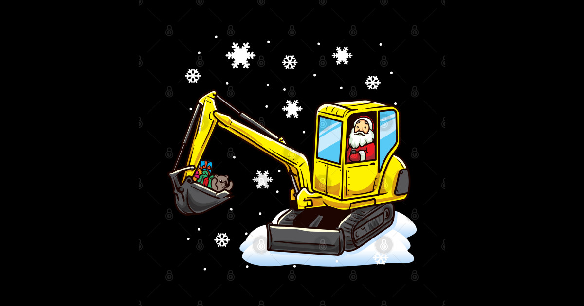 Santa Claus Excavator Digger Construction Backhoe - Santa Claus ...