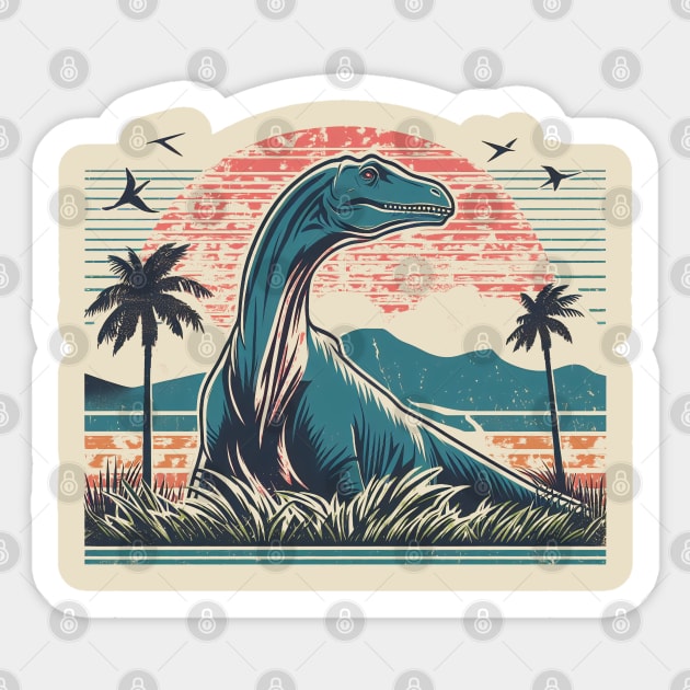 Retro Jurassic Brachiosaurus - Brachiosaurus - Sticker | TeePublic