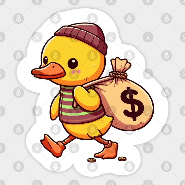 robber duck cartoon - Funny Animal - Sticker | TeePublic