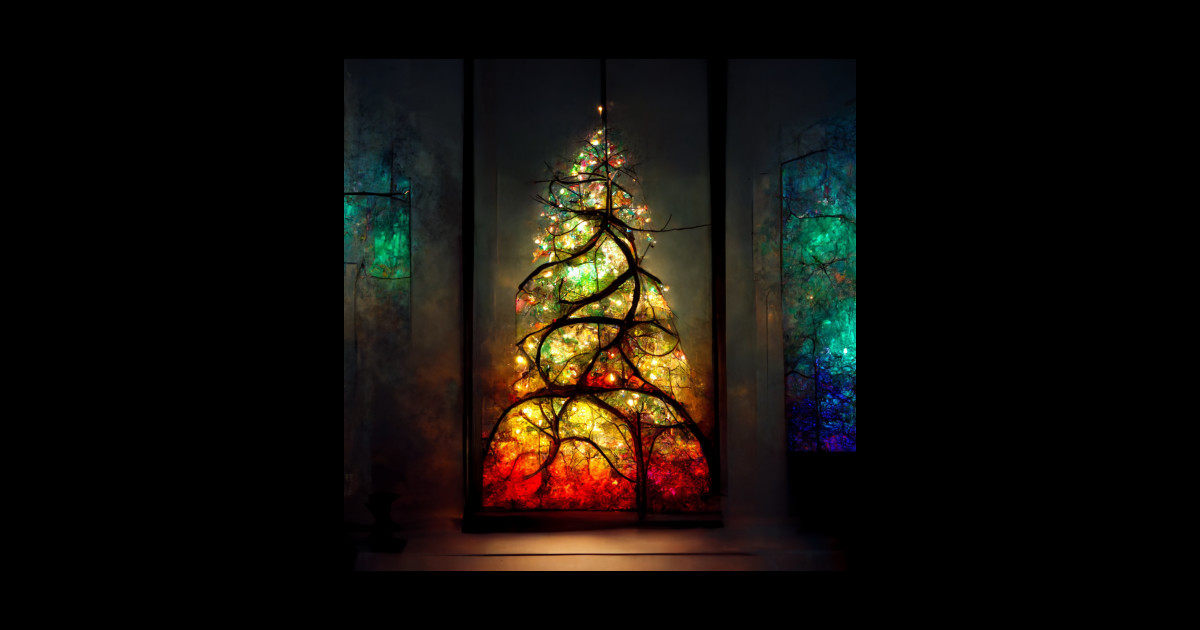 Christmas Tree Stained Glass - Christmas Tree - Sticker | TeePublic