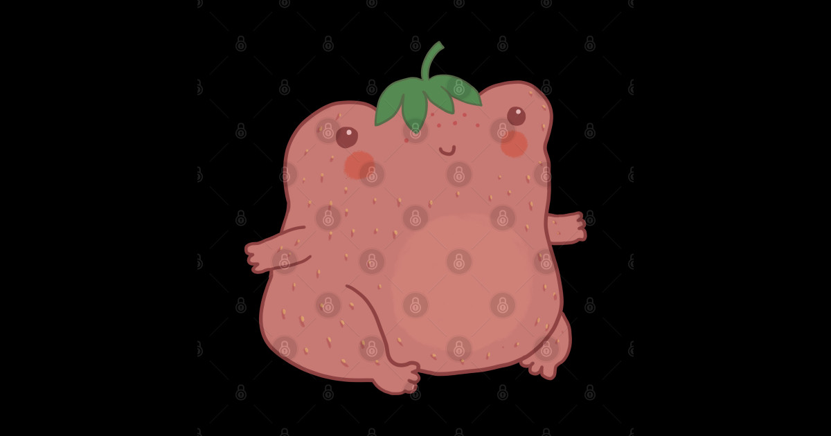 Strawberry Cute Chubby Toad, Pastel Pink Kawaii Cottagecore Aesthetic ...