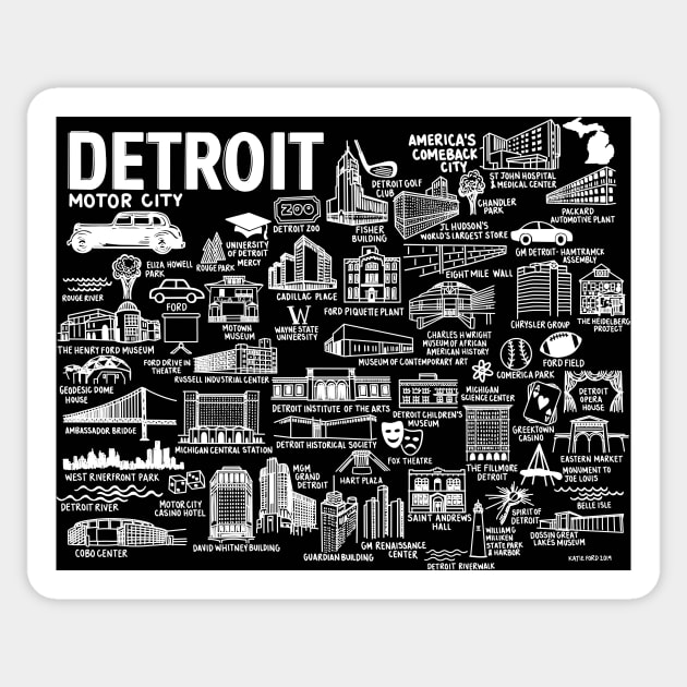 Detroit Map - Detroit - Sticker | TeePublic