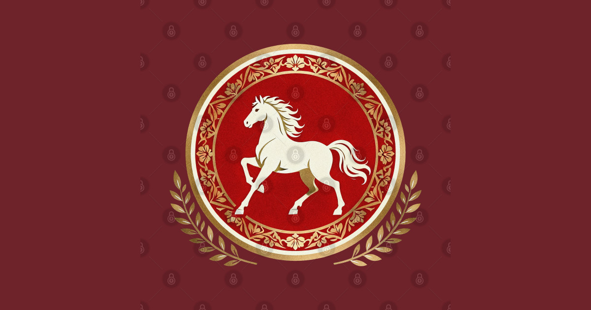Red Fire Horse Ornamental 2026 Floral Prosperity Medallion - Lunar New ...