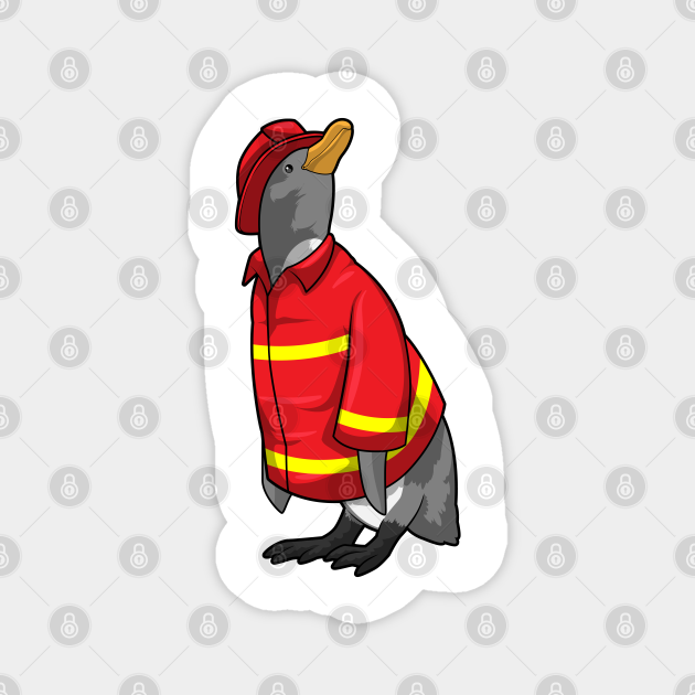Penguin as Firefighter with Helmet - Fire Department - Magnet | TeePublic