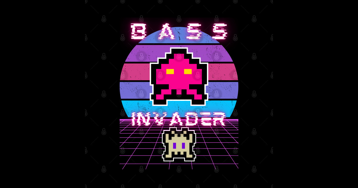 Bass Invader - Space Invaders - Sticker | TeePublic
