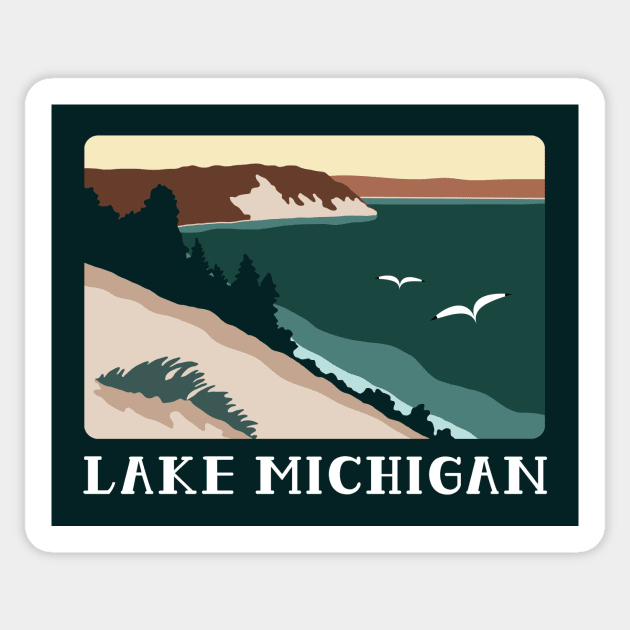 Lake Michigan Minimalist - Lake Michigan - Sticker | TeePublic