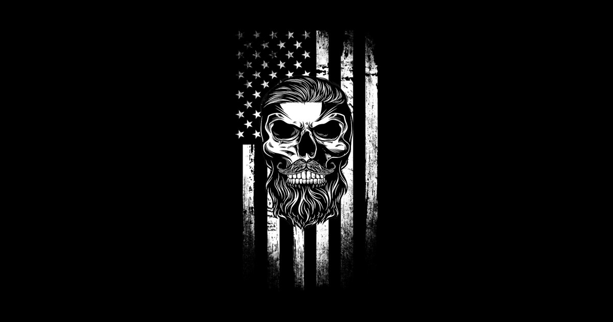 Beard American Flag Skull - Skulls - Sticker | TeePublic