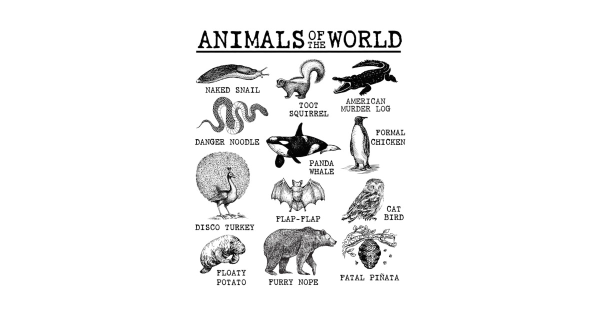All Animals Of The World Vintage Funny Animal Meme - Vintage - T-Shirt ...
