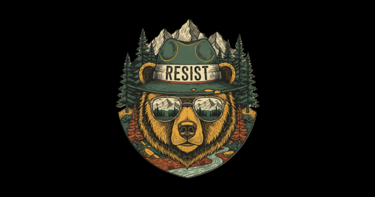 Resist Bear Vintage National Park Style - Resist Bear - Magnet | TeePublic