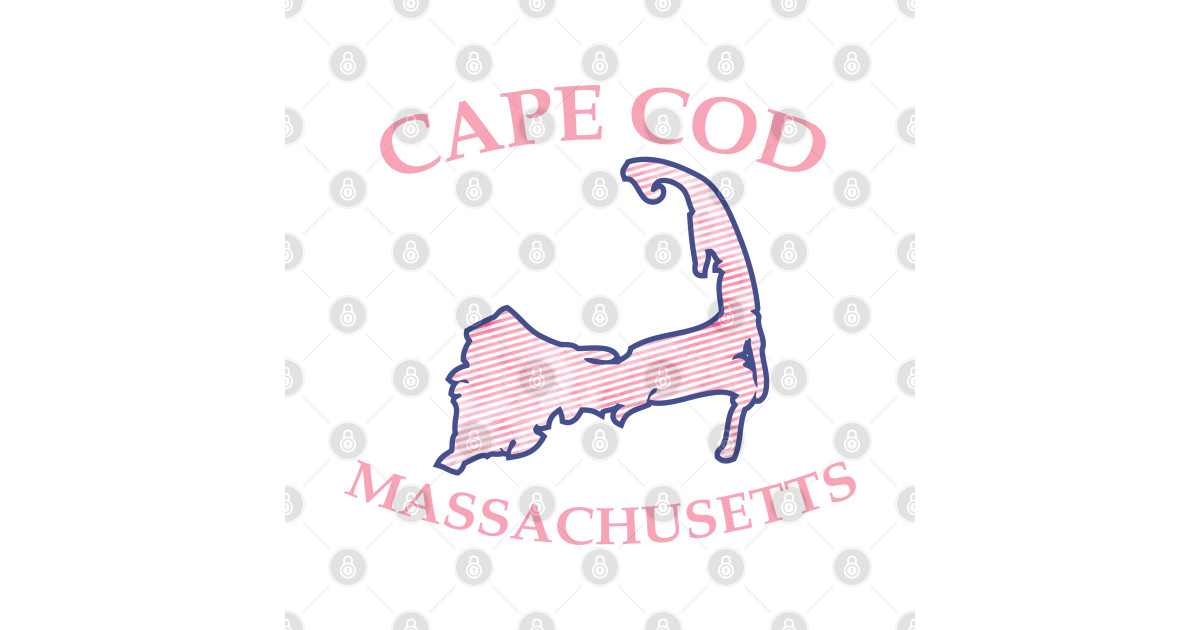 Preppy Vineyard Pink Cape Cod Massachusetts Map - Cape Cod Gifts - T ...