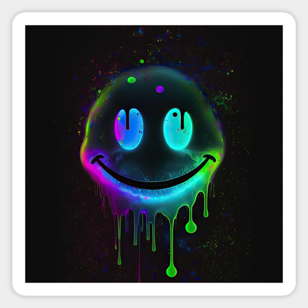 Drip Smiley Emoji - Smiley Face - Sticker | TeePublic
