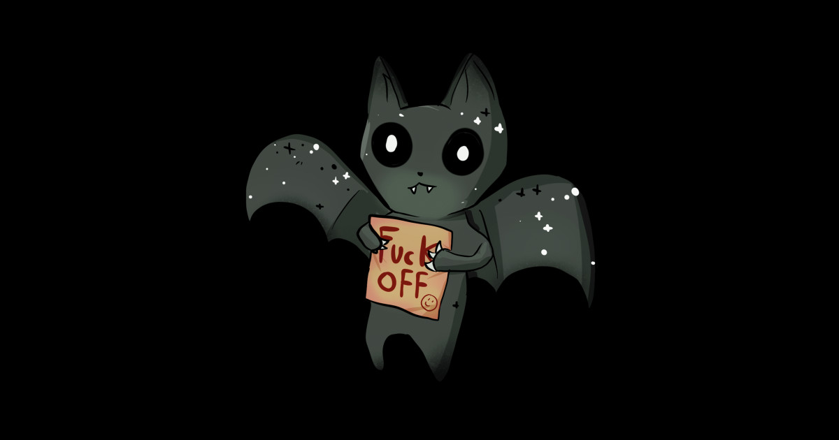 black bat holding a bad word sign - Blakc Bat - Sticker | TeePublic